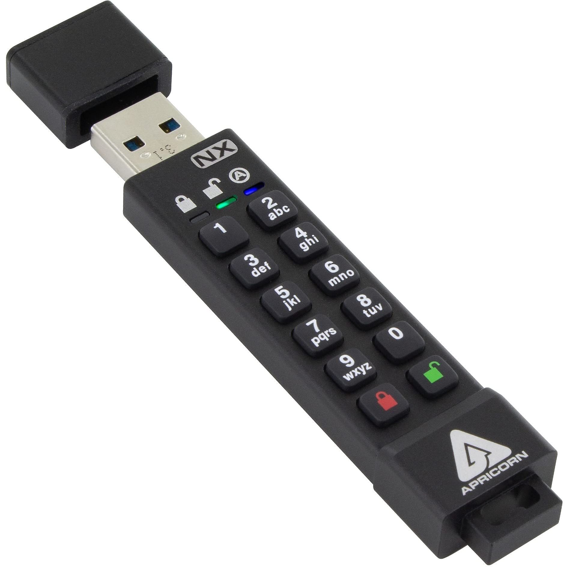 Apricorn Aegis Secure Key 3 NX 32GB 256-Bit Encrypted FIPS 140-2 Level 3 Validated Secure USB 3.0 Flash Drive, ASK3-NX-32GB, black