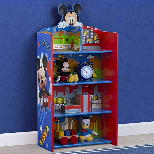 Delta Children Wooden Playhouse 4-Shelf Bookcase for Kids, Mickey Mouse