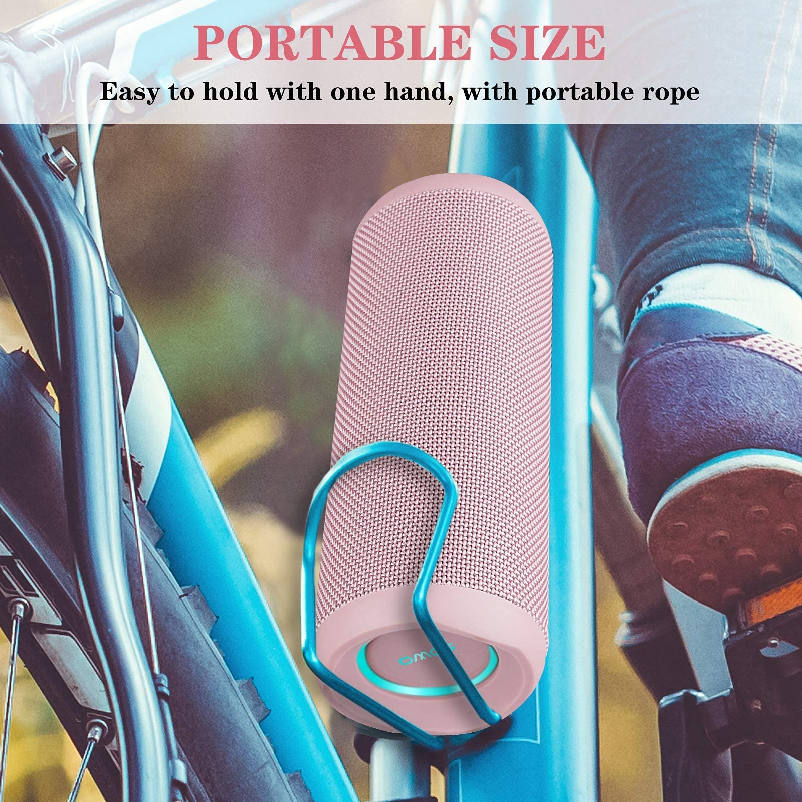 Portable Speaker, Wireless Bluetooth Speaker, IPX7 Waterproof, 25W Loud Stereo Sound, Bassboom Technology, TWS Pairing,16H Playtime, Speaker with Lights for Home Outdoor - Black+Pink