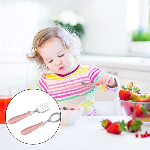 6 Pcs Toddler Utensils Set, Baby Silverware Set, Stainless Steel Toddler Forks and Spoons, Children Baby Spoons and Forks Cutlery Set with Round Handle, Dishwasher Safe