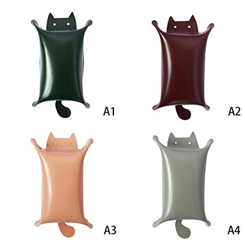 Coherny Creative Dice Cat Shape Leather Desktop Storage Tray Makeup Tray Key Coin Folding Tray Storage Box