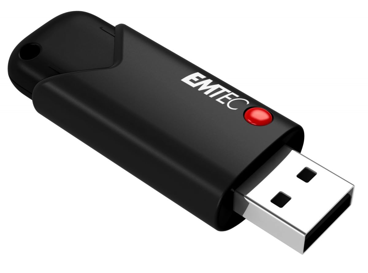 Emtec Click Secure B120 USB 3.2 Flash Drive 64 GB - Encryption software AES 256 - Read speed 100 MB/s - Black