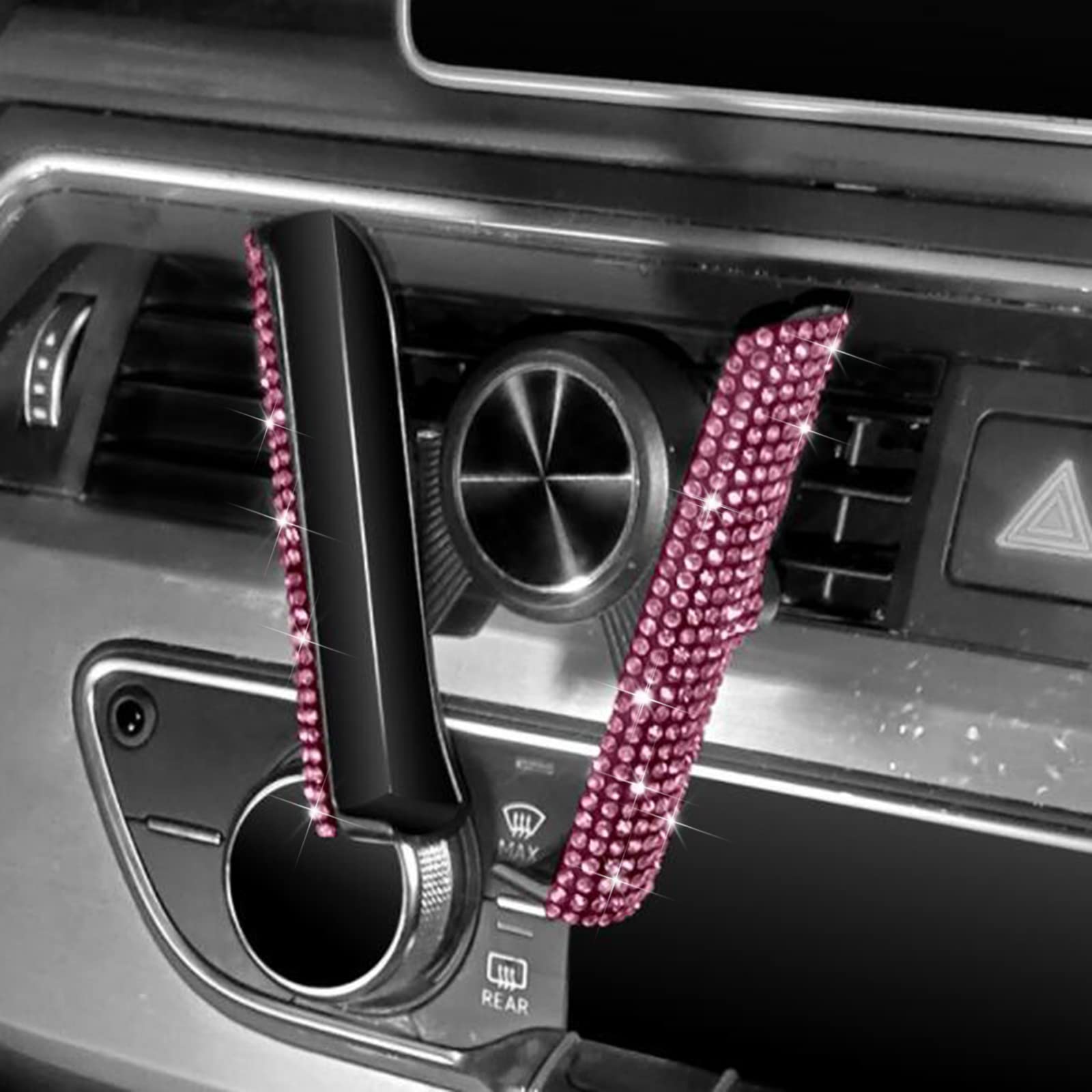 GuoranGG Bling Car Phone Holder,Car Air Vent Mobile Phone Mount, Universal 360°Adjustable Crystal Auto Car Stand Phone Holder Car Accessories for Women,Pink