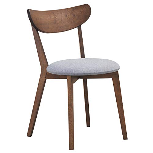 COSTWAY Set of 2 Dining Chairs, Mid-Century Dining Side Chairs with Curved Back and Cushioned Seat, Rubber Wood Legs Chairs with Sturdy Construction, Comfort Chairs for Living Room, Bedroom, Kitchen