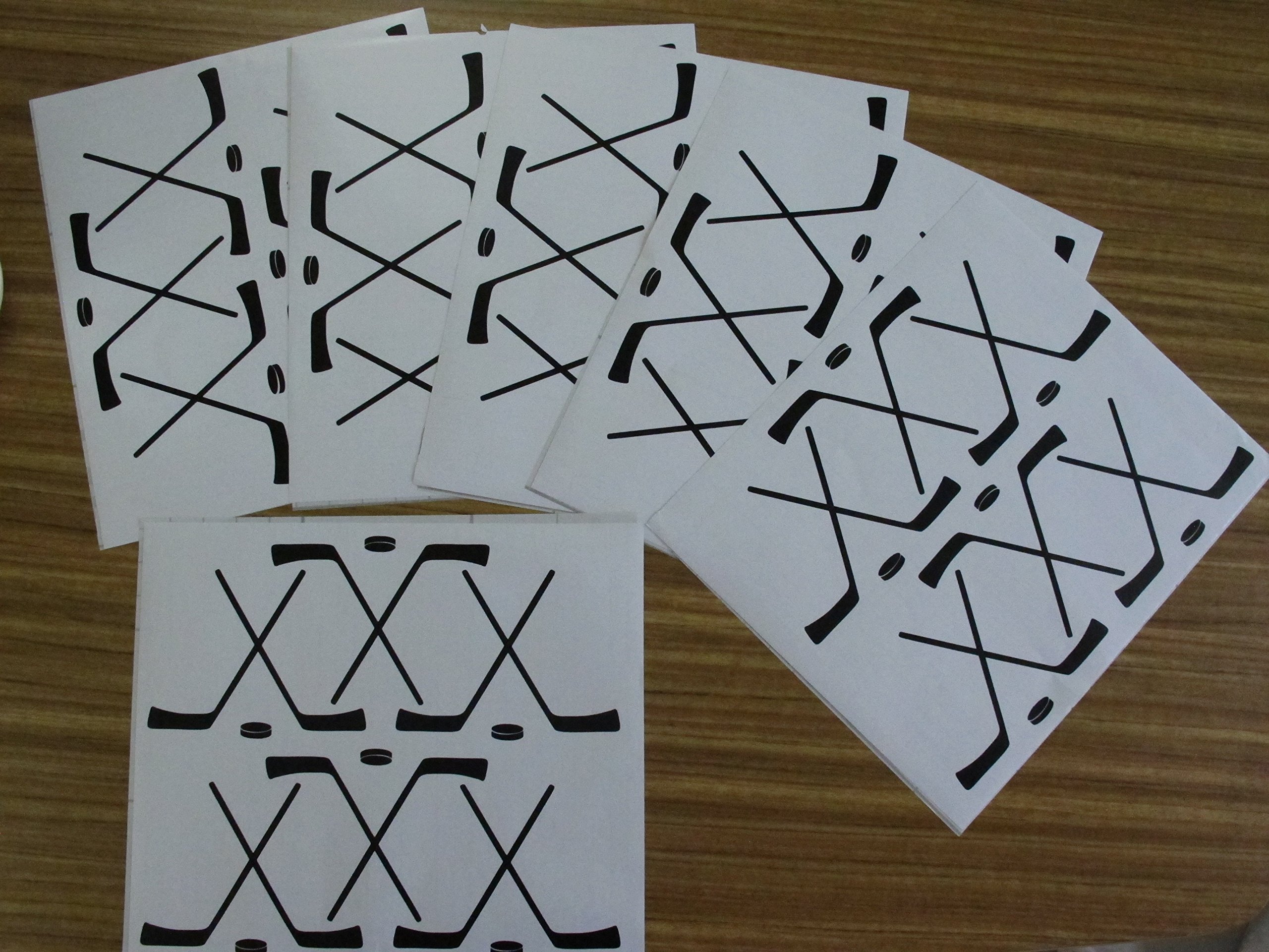 36pcs/Set Hockey Cross Sticks Pattern Vinyl Wall Decal for Kids Room boy Bedroom Sticker Baby Nursery Wall Art Mural YA198 (Black)