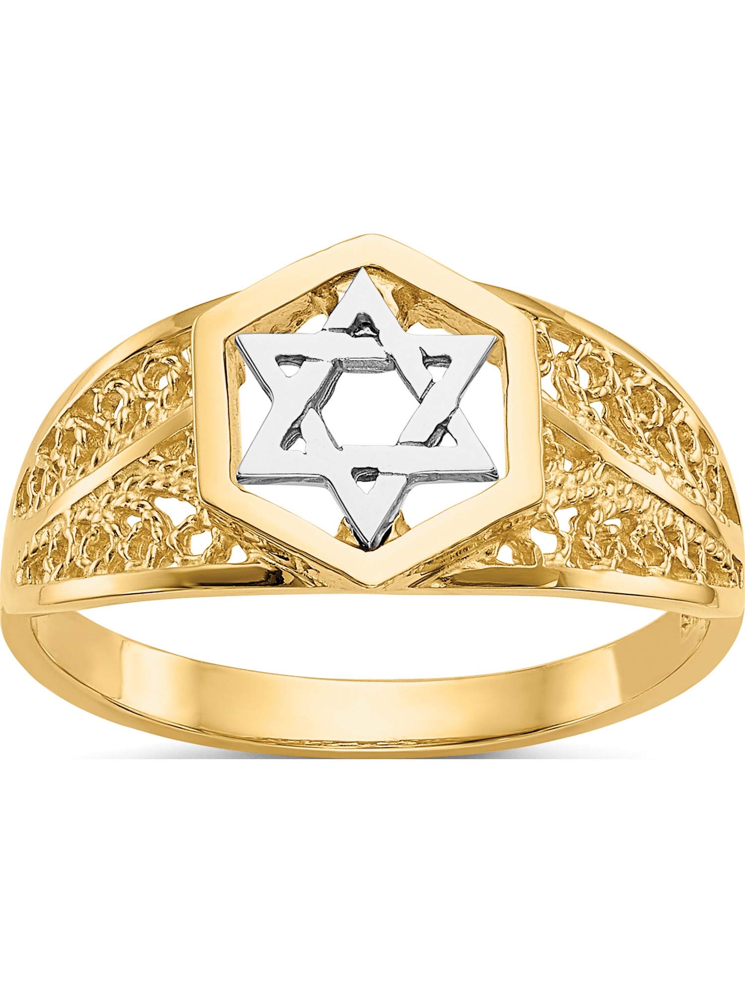 14K Two-Tone Polished Star Of David Ring - Jewelry By Sweet Pea