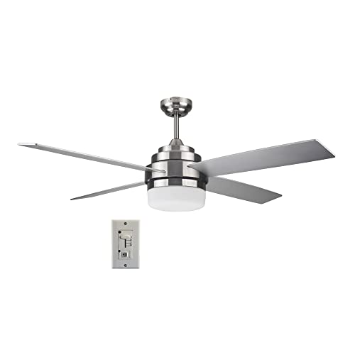 Design House 157354 Cali 52-inch Contemporary Indoor Ceiling Fan with LED Light Kit, Wall Control, Brushed Nickel
