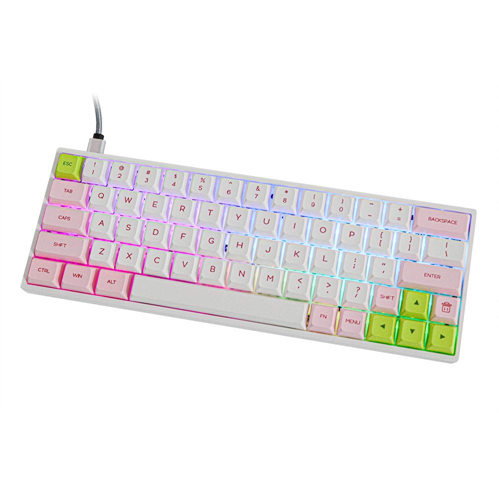 EPOMAKER SK64S Hot Swappable Bluetooth 5.1 Wireless/Wired Mechanical Keyboard with RGB Backlit, PBT Keycaps for Win/Mac/Gaming (Gateron Optical Brown, Pink White)