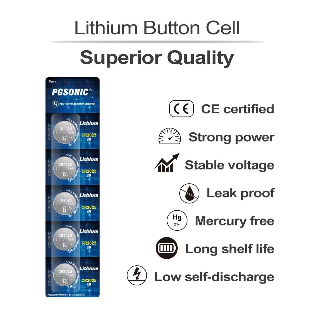 PGSONIC CR2025 3V Lithium Battery (5pcs)
