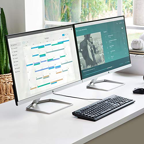 hp 27” Full HD 1080p IPS LED Ultra-Slim Monitor, AMD FreeSync, HDMI & VGA Ports, Natural Silver, + Nly 4K HDMI Cable Bundle