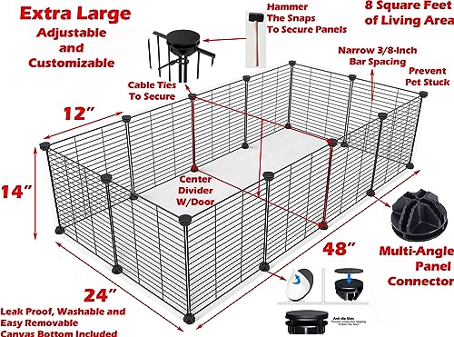48" Extra Large Dwarf Rabbit Habitat Guinea Pig Play Yard Hamster Critters Turtle Enclosure Center Divider Room Door Mouse Mice Bunny with Bottom Canvas