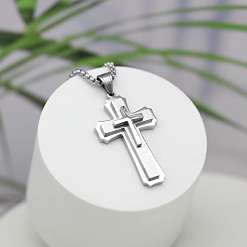 ๐ฎ๐ฌ๐ฎ๐ฏ ๐๐ฉ๐ ๐ซ๐๐๐๐ Cross necklace for men Christian gifts for women,silver necklaces for teen girls chain mens religious essentials fear of god jewelry men's stainless steel faith boys pendant cadenas para hombres