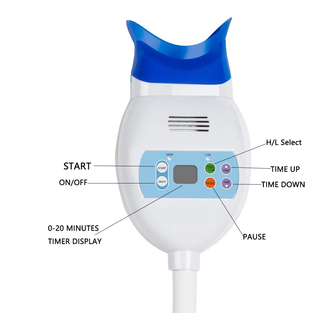 Pevor Power Dental Teeth Whitening Light, Teeth Whitener Cold 8 LED Light Lamp Bleaching Arm Holder Holding on Dentist Chair Shipping from US