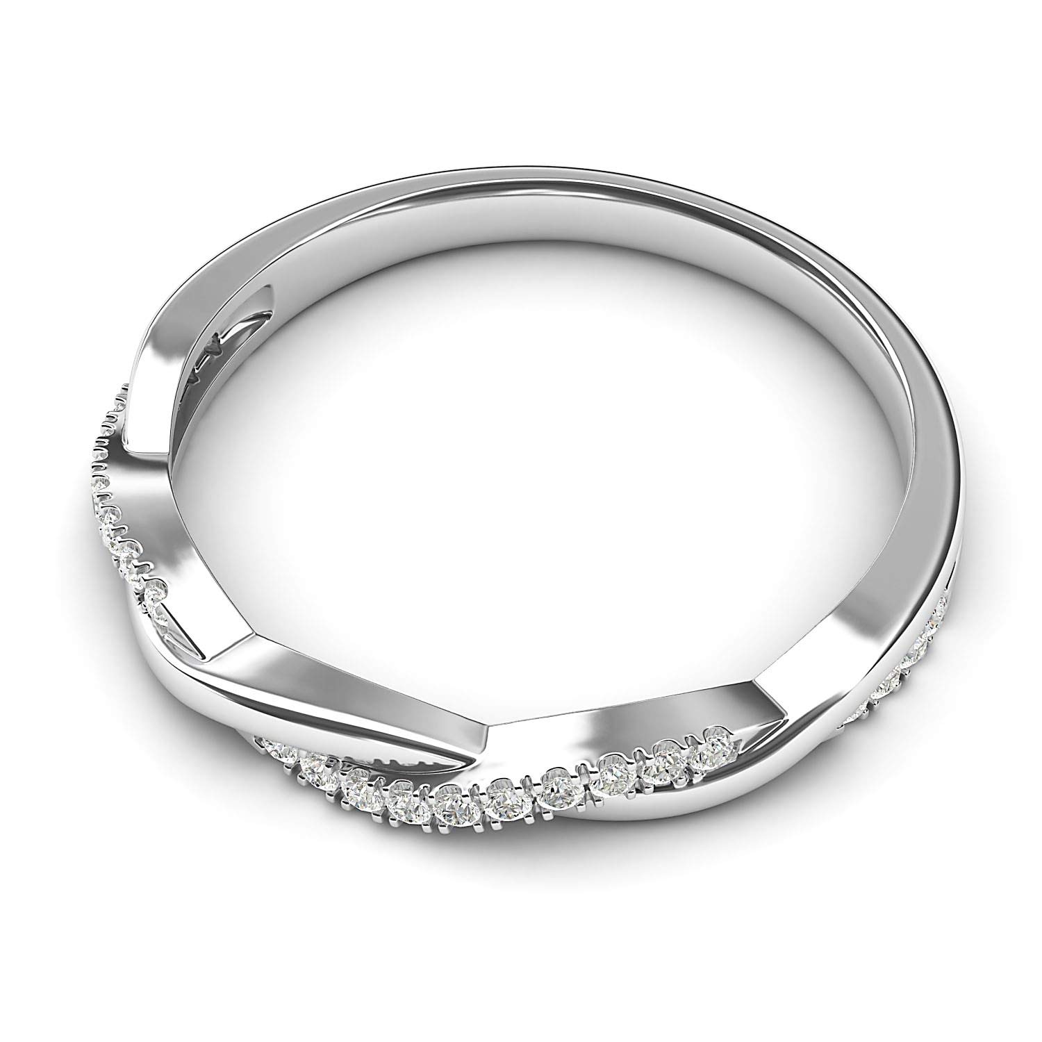 14k White Gold 2.5mm Petite Twisted Vine Simulated Diamond Ring Wedding Band Matching Ring (8)