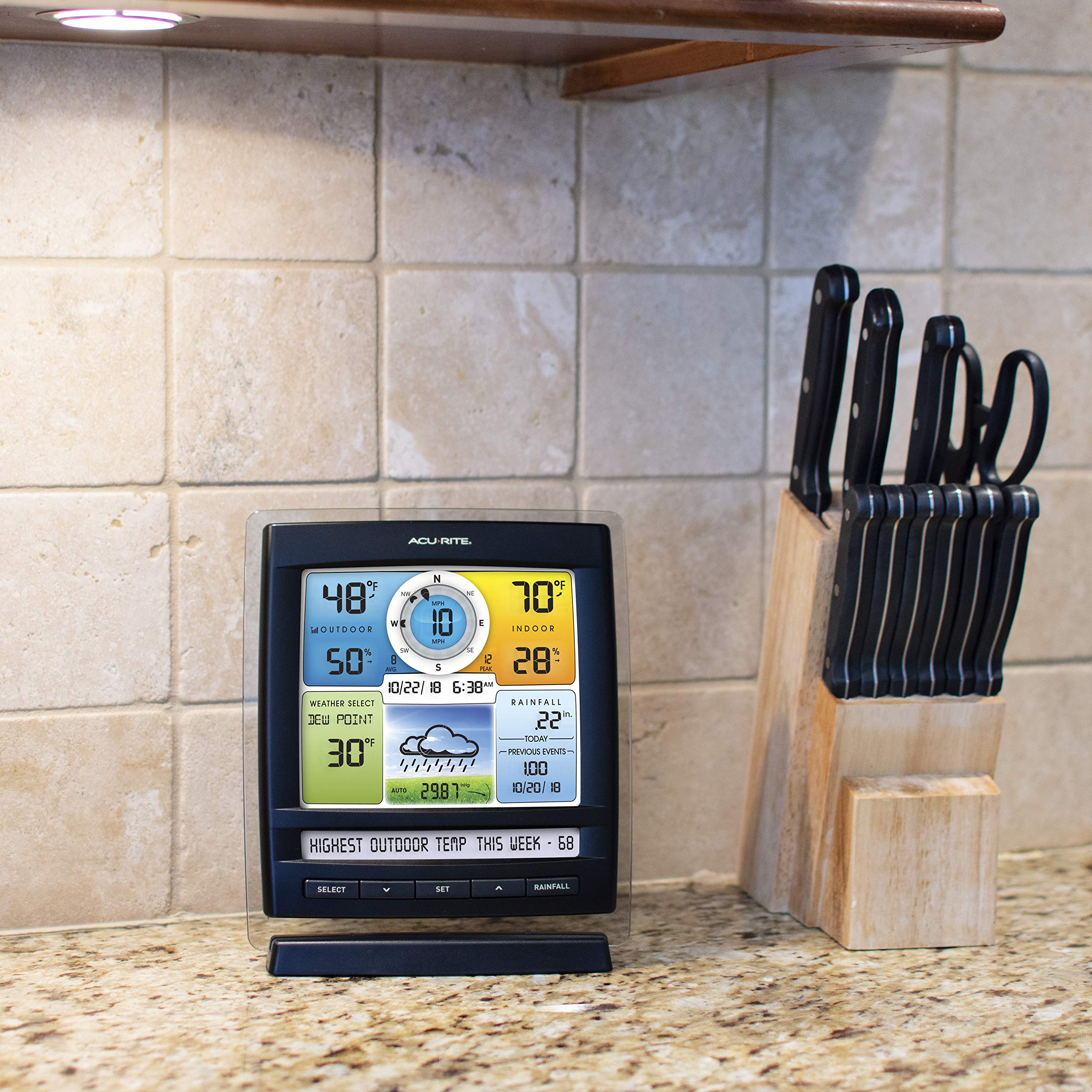 AcuRite Iris 01078 Wireless Weather Station with 2 Displays and 5-in-1 Weather Sensor: Temperature and Humidity Gauge, Rainfall, Wind Speed and Wind Direction