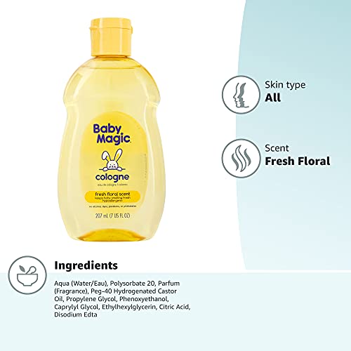 Baby Magic Cologne Hypoallergenic & Alcohol-Free Free of Parabens, Phthalates, Sulfates and Dyes Fresh Floral Scent 7 Fl Oz