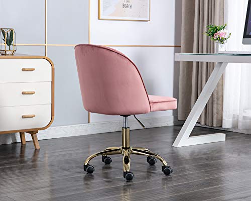 chairus Tufted Task Chair, Reception Chair with Height Adjustment (Armless Design for Small Homes and Offices), Rose Pink