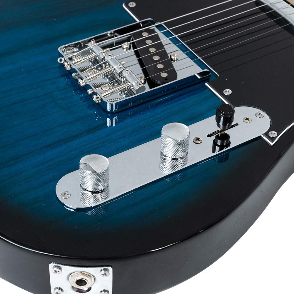 39 Inch Electric Guitar,Maple Fingerboard Electric Guitar SS Pickup Case & Accessories Pack Beginner Starter Package Beginner Kit for Starter (Blue)