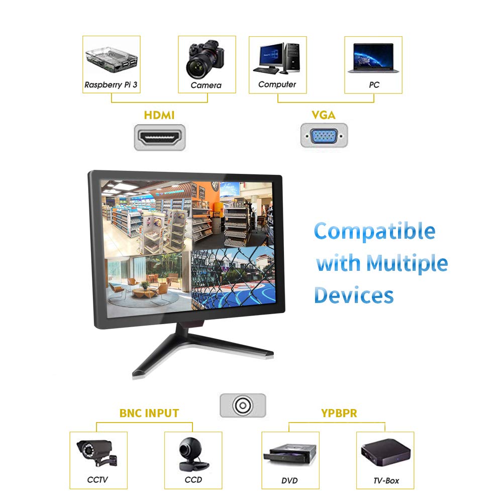 Cocar 21.5" CCTV Monitor, 16:9 BNC Monitor 1920x1080 Composite Component YPbPr/BNC/VGA/HDMI/Audio in Out, VESA Wall Mounting TFT LCD Display for Home Security Systems Surveillance Camera STB DVR NVR