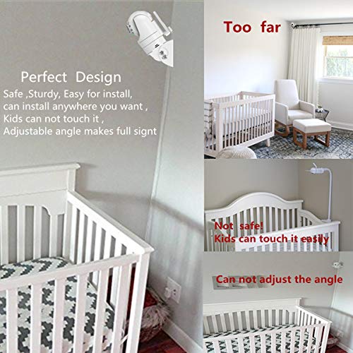 Baby Monitor Wall Mount for Infant Optics DXR-8,Adjustable Angle Mounting Brackets for Motorola,Babysense,HelloBaby and Most Universal Monitors Camera,Aluminum Alloy Material(White)