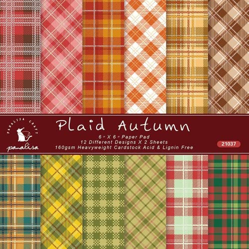 24 Sheet 6"X6" Vintage Colorful Plaid Patterns Decorative Craft Paper Pad, 160GSM Junk Journal Single-Sided Scrapbook Paper, Scrapbooking Card Making Album Supplies