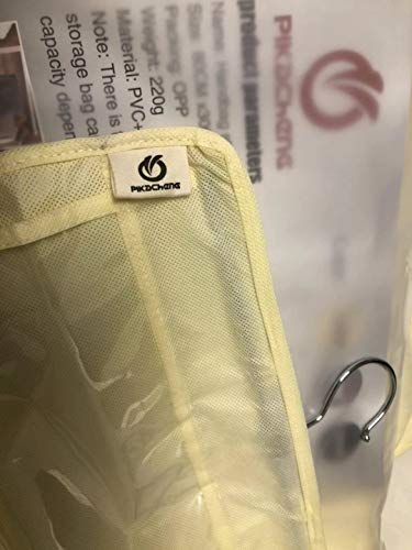 N/V PIKACHENG Hanging Handbag Purse Organizer, Homewares Nonwoven 6Pockets Hanging Closet Storage Bag,Transparent Dust-Proof Wardrobe Closet Storage Bag (Light Yellow)