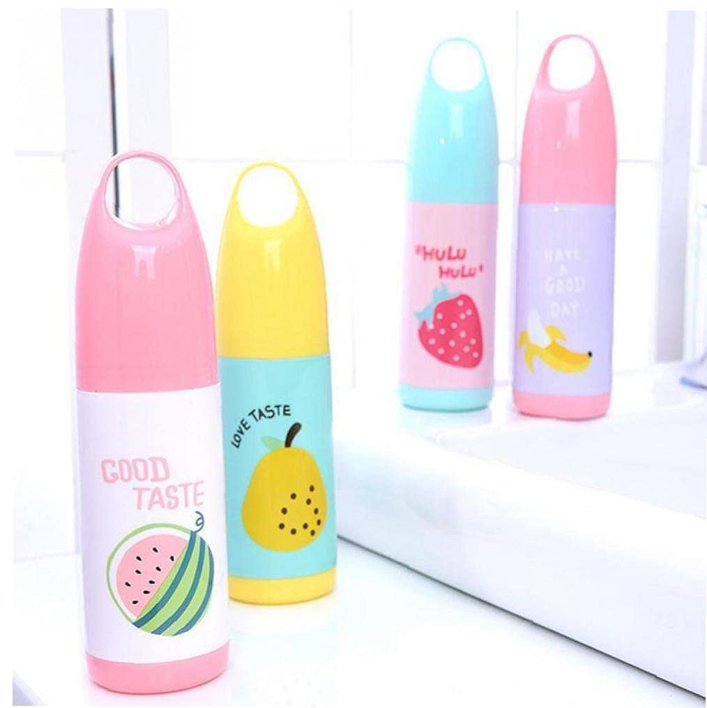 Portable Travel Toothbrush Case, Hard Plastic Dust-proof Toothbrush Container Cartoon Fruits Toothbrush Holde Pink