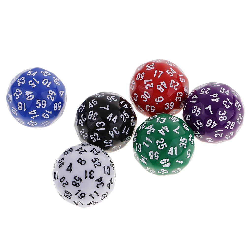 6X 60 Sided Dice D60 Polyhedral Dices for RPG Board Game.