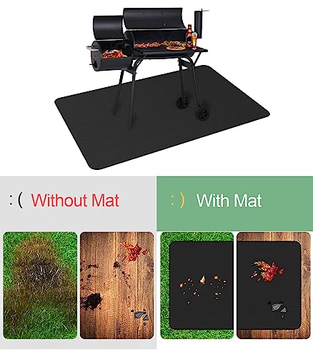 48 x 30 inch Under Grill Mats for Outdoor Grill, Deck and Patio Protector Mat, Double-Sided Fireproof Waterproof Oil-Proof BBQ Mat, Grill Floor Pads Fire Pit Mat Fireplace Mat (48X30 inch)