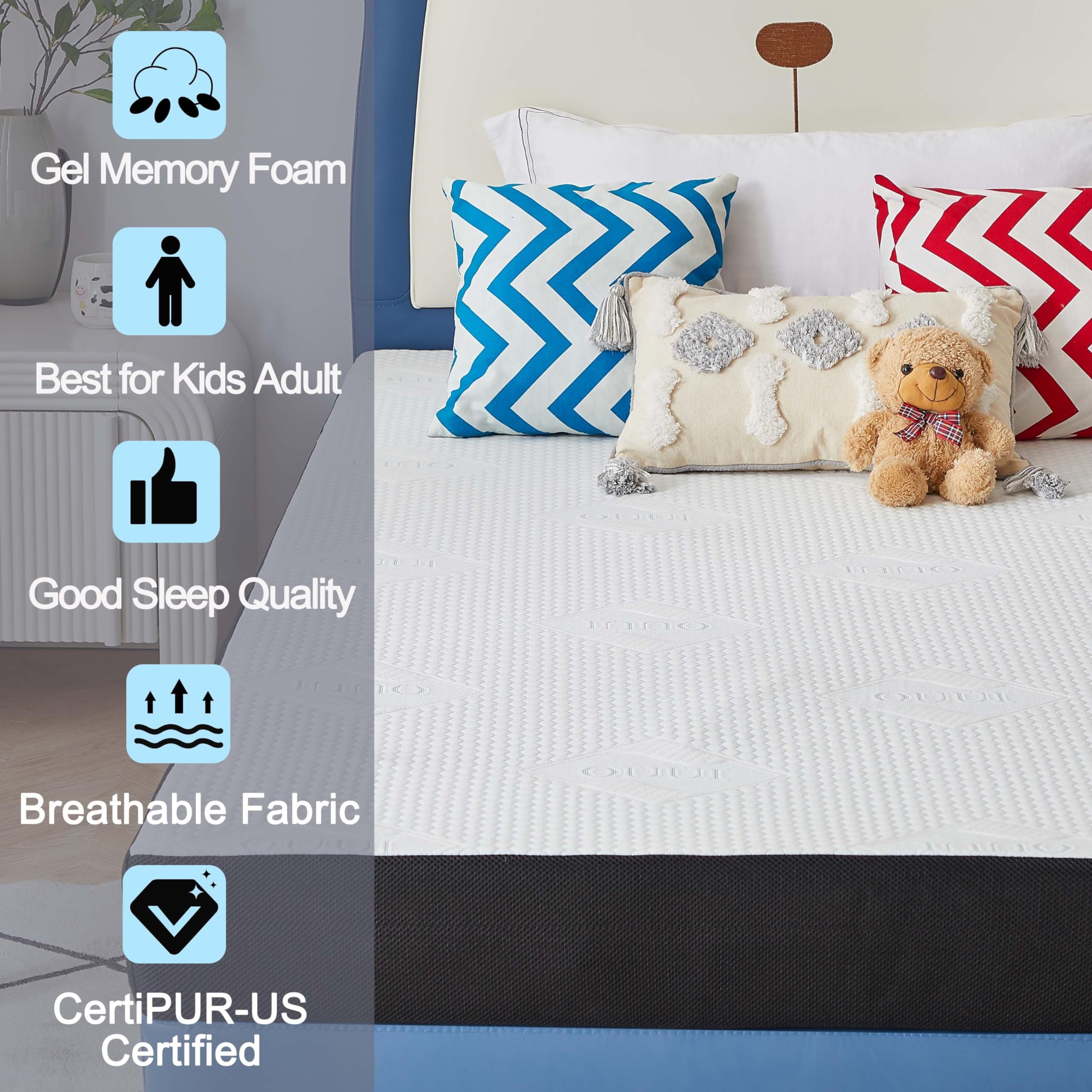 5 Inch, Memory Foam Mattress,Twin,Medium-Firm Waterproof Cover,Bed Mattress in a Box for Kids Adult CertiPUR-US Certified