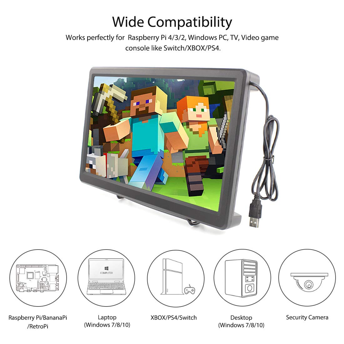 ELECROW 10.1 Inch Touchscreen Monitor Compatible with Raspberry Pi Screen 1920X1080p IPS Monitor VGA HD Display for Laptop Jetson Nano Win PC (Touch Sceen Version)