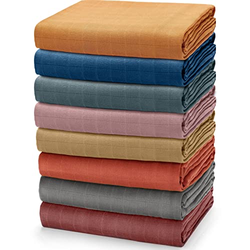 8 Pack Baby Muslin Swaddle Blankets Soft Neutral Receiving Baby Blankets Muslin Baby Swaddles Large 47 x 47 Inches for Boys and Girls Ideal Newborn (Vintage Color)