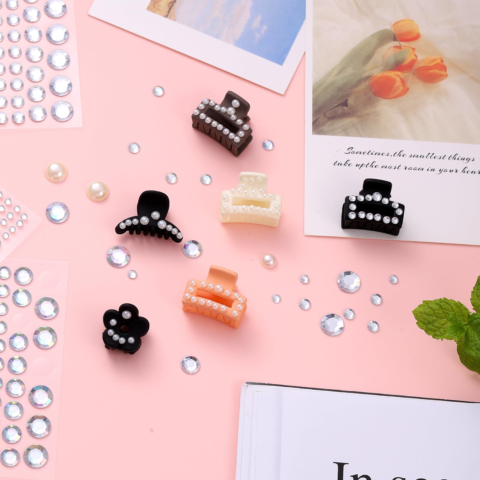 15 Sheets 3195 Pcs Self Adhesive Rhinestones Pearls, 6 Sizes Face Gems Jewels Pearl Stickers Stick On Hair Gems for Halloween Decoration Makeup Crafts