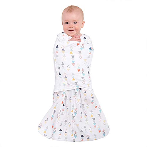 HALO Sleepsack Gift Set Bundle - 100% Cotton 3-Way Swaddle, Neutral Triangles, Newborn - Organic Cotton Swaddle & Wearable Blanket 2-Piece Gift Set Box, Chambray