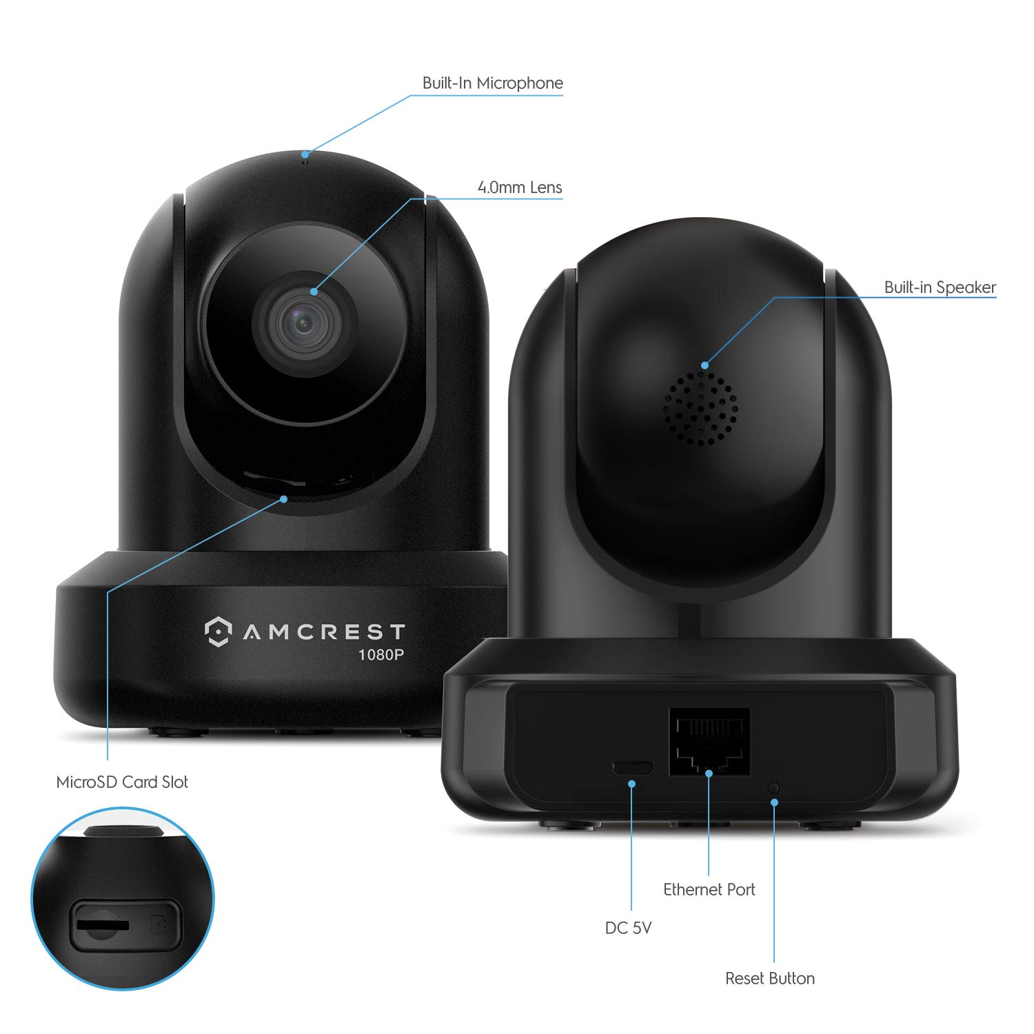 Amcrest 2-Pack 1080p WiFi Camera Indoor, 2MP Pan/Tilt Home Security Camera, Auto-Tracking, Motion & Audio Detection, Enhanced Browser Compatibility, H.265, Two-Way Talk 2PACK-IP2M-841B-V3 (Black)