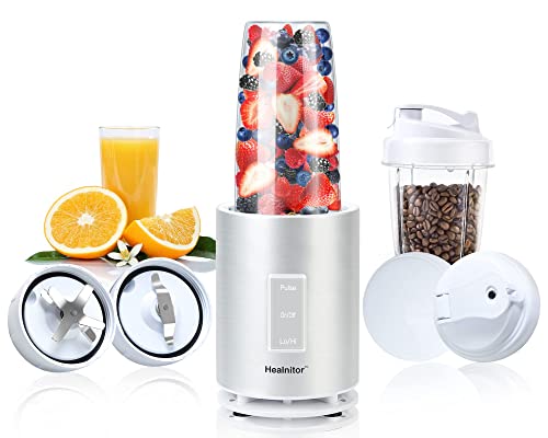 1200W Aluminum 3-Speed Juicer for Shakes and Smoothies, Healnitor Large Size Mixer with Blending and Juicing for Kitchen, Silver