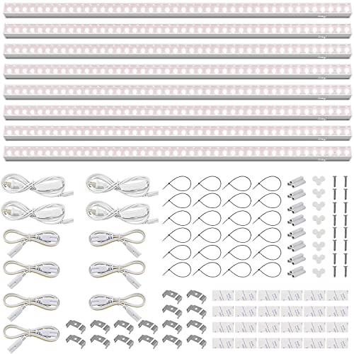 Barrina T5 Grow Lights, Full Spectrum, 2ft 80W (8 x 10W, 500W Equivalent), LED Grow Light Bulbs for Indoor Plants, Greenhouse, Plug and Play, 8-Pack