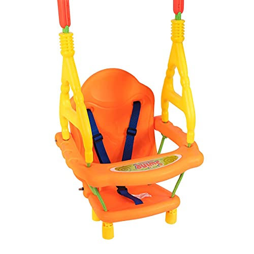 Costzon Toddler Swing Set, Outdoor A-Frame Swing for Backyard with Safety Harness and Handrails, Swing Stand Frame with Anti-Rust Frame for Outdoor Garden Backyard Kindergarten (Swing with Handrails)