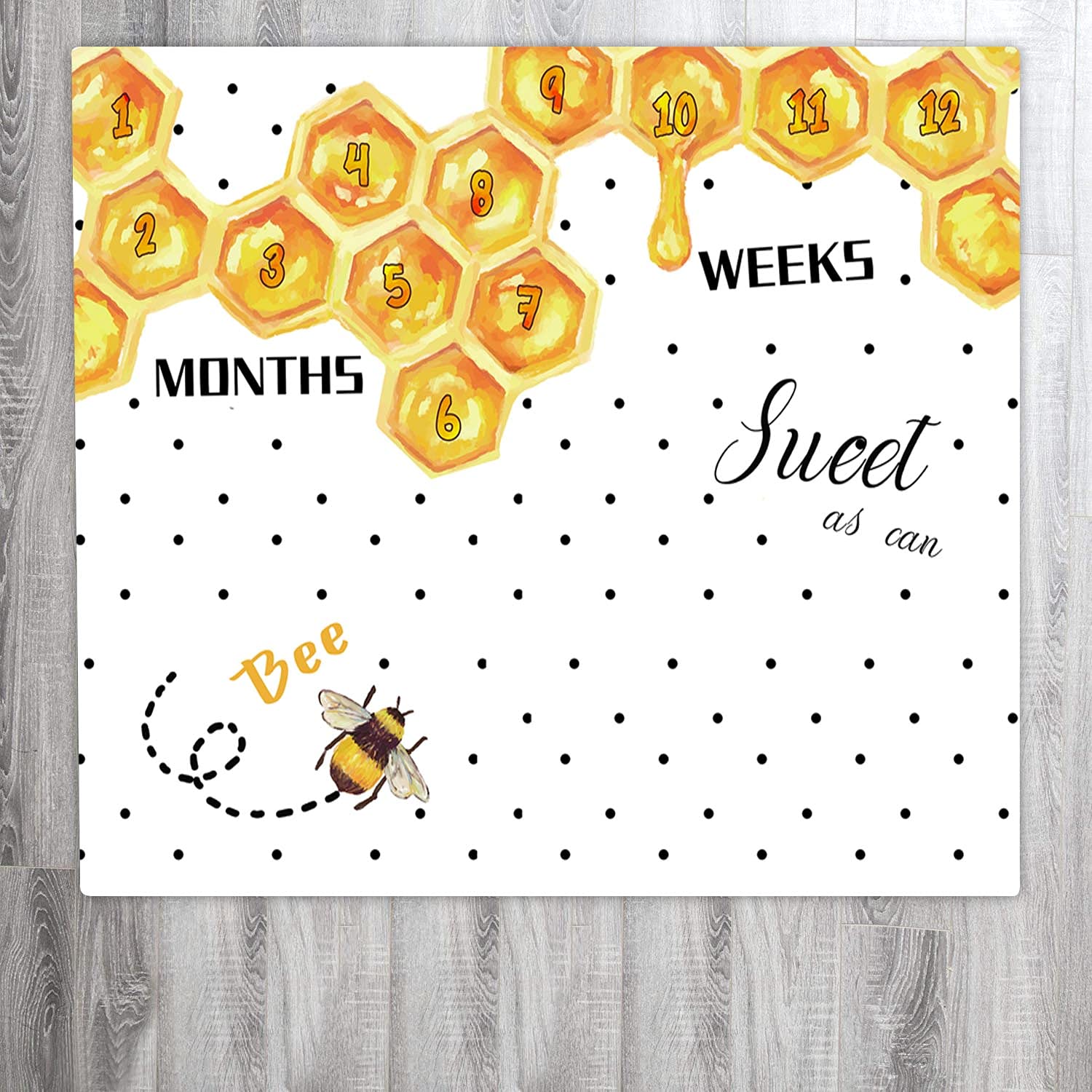 EARVO Honeycomb Bee Baby Monthly Milestone Blanket Boy or Girl Honeycomb Bee Baby Month Blanket Hippie Honey Backgrounds Milestone Blanket for Newborn to 12 Months Milestones 47”x40”BTXYEA23