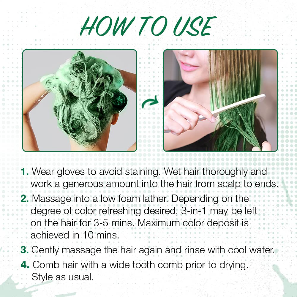 Punky Greengarious 3-in-1 Color Depositing Shampoo & Conditioner with Shea Butter and Pro Vitamin B that helps Nourish and Strengthen Hair, 8.5 oz