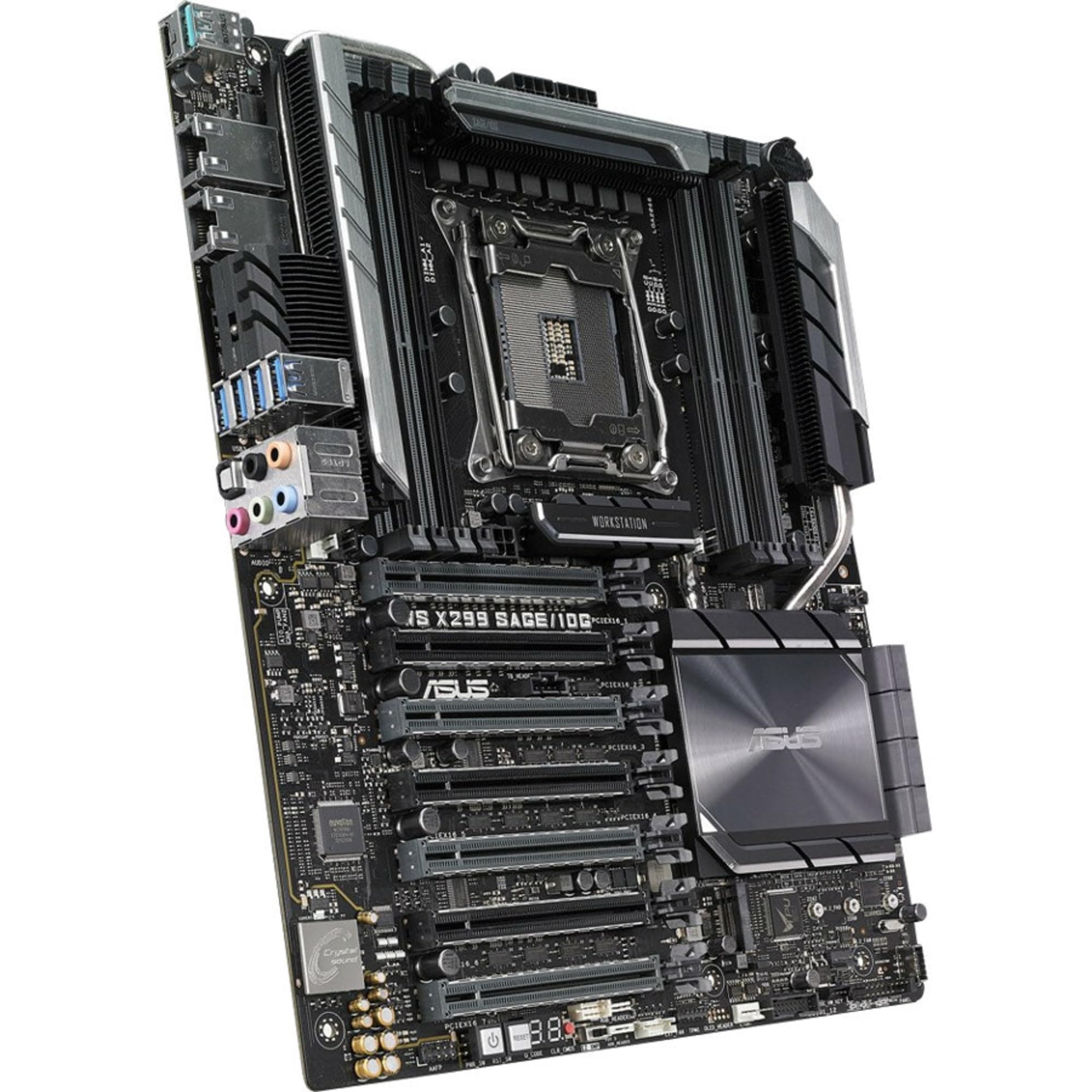 Asus WS X299 SAGE/10G Workstation Motherboard - Intel Chipset - Socket R4 LGA-2066 - SSI CEB - 1 x Processor Support - 128 GB DDR4 SDRAM Maximum RAM - 4.20 GHz O.C, 4.13 GHz O.C, 4 GHz O.C, 3.60 GH
