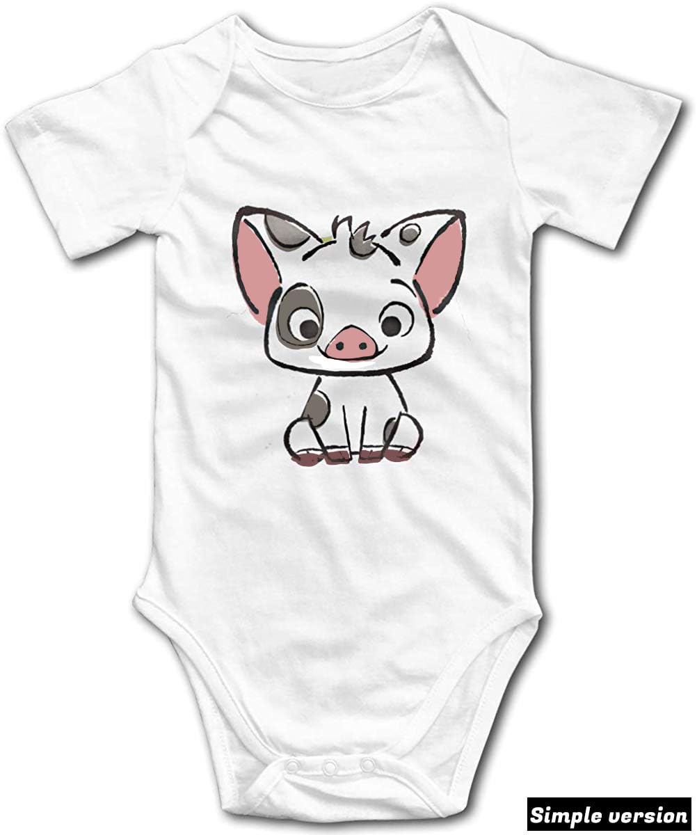 Baby Bodysuit Cute Puaa Pig Jumpsuit Outfits for Boys and Girls, White, 0-6 Months