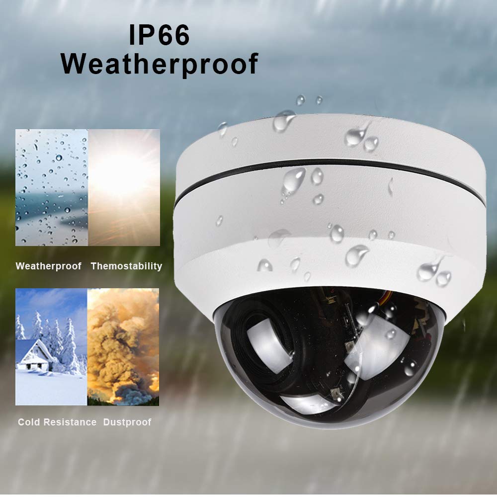 EVERSECU Mini PTZ Camera RS485 HD Analog 1080P 4X Zoom(2.8-12mm) 65ft IR Distance Outdoor High Speed Dome Camera IP66 Weatherproof Full Metal Vandalproof PTZ Camera