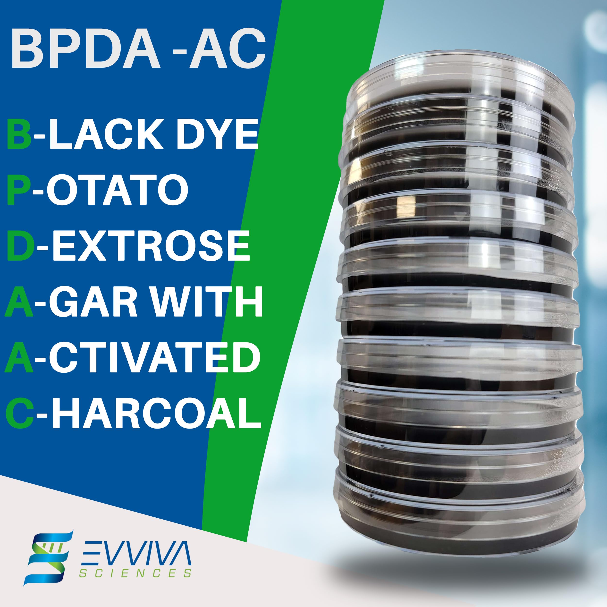 ES EVVIVA SCIENCES Prepoured Black Potato Dextrose Agar Plates – Includes Both Black Dye & Charcoal - Enhanced Culture Visualization - Excellent Growth Medium - Great for Mushrooms & Science Projects