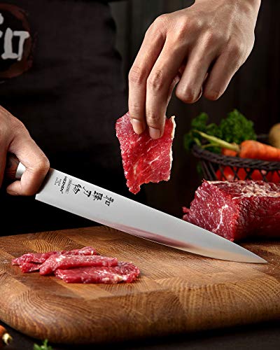 HEZHEN Stainless Steel Slicer Knife,German Steel Carving Knife, Pakka Wood Handle with Gift Box
