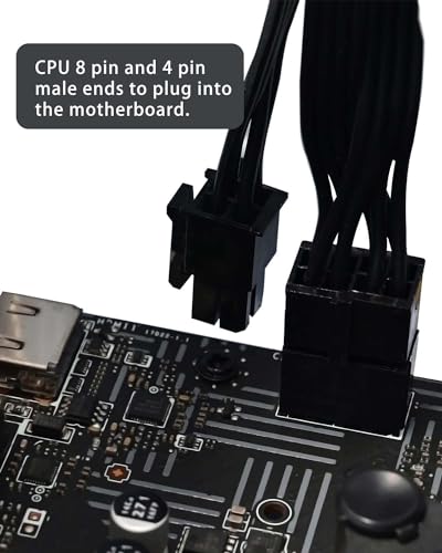 COMeap 8 Pin to 4 Pin CPU Power Adapter, CPU 8 Pin Female to CPU 8 Pin ATX 4 Pin Male Converter Extension Cable for Motherboard 9.5-inch(24cm)