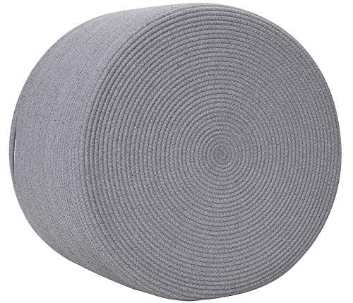 24" x 24" x 17" Max Size Large Cotton Rope Basket, Extra Large Storage Basket, Woven Laundry Hamper, Cloth Storage Bin, for Blankets Clothes Towels Pillows in Living Room, Full Grey