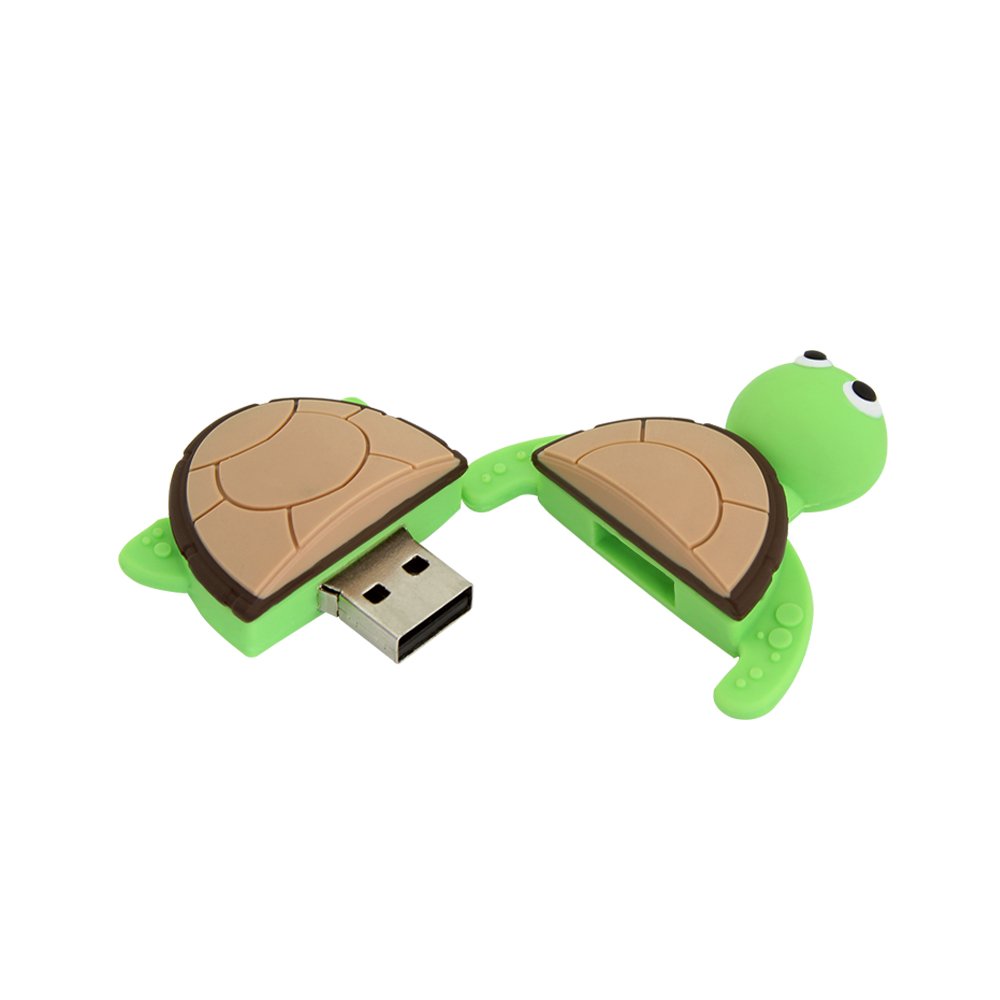 128GB USB Flash Drive, Cute Cartoon Turtle Shaped Thumb Drive, Novelty USB Stick for Data Storage and Backup, Funny Flash Drive for PC/Tablets/Mac/Laptop-Green