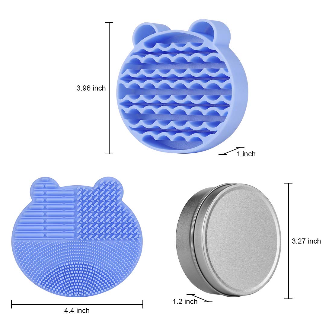 OMSM Brush Cleaning Mat+Color Removal Sponge,2 in 1 Silicone Brush Cleaning Mat with Holder for Storage&Air Dry Brushes,Clean Makeup Brushes Instantly-Blue