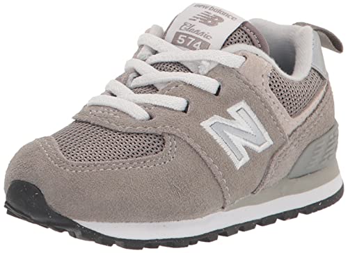 New Balance Baby Boys 574 Core Bungee Sneaker, Grey/White, 3 Infant